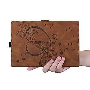 Tablet PC Case Compatible with Kindle Fire 7 Tablet Case 2022 12th Butterfly Embossed Folding Stand Protective Cover Shockproof PU Leather Flip Case Card Slot Tablet PC Case Tablet Home (Color : Brow
