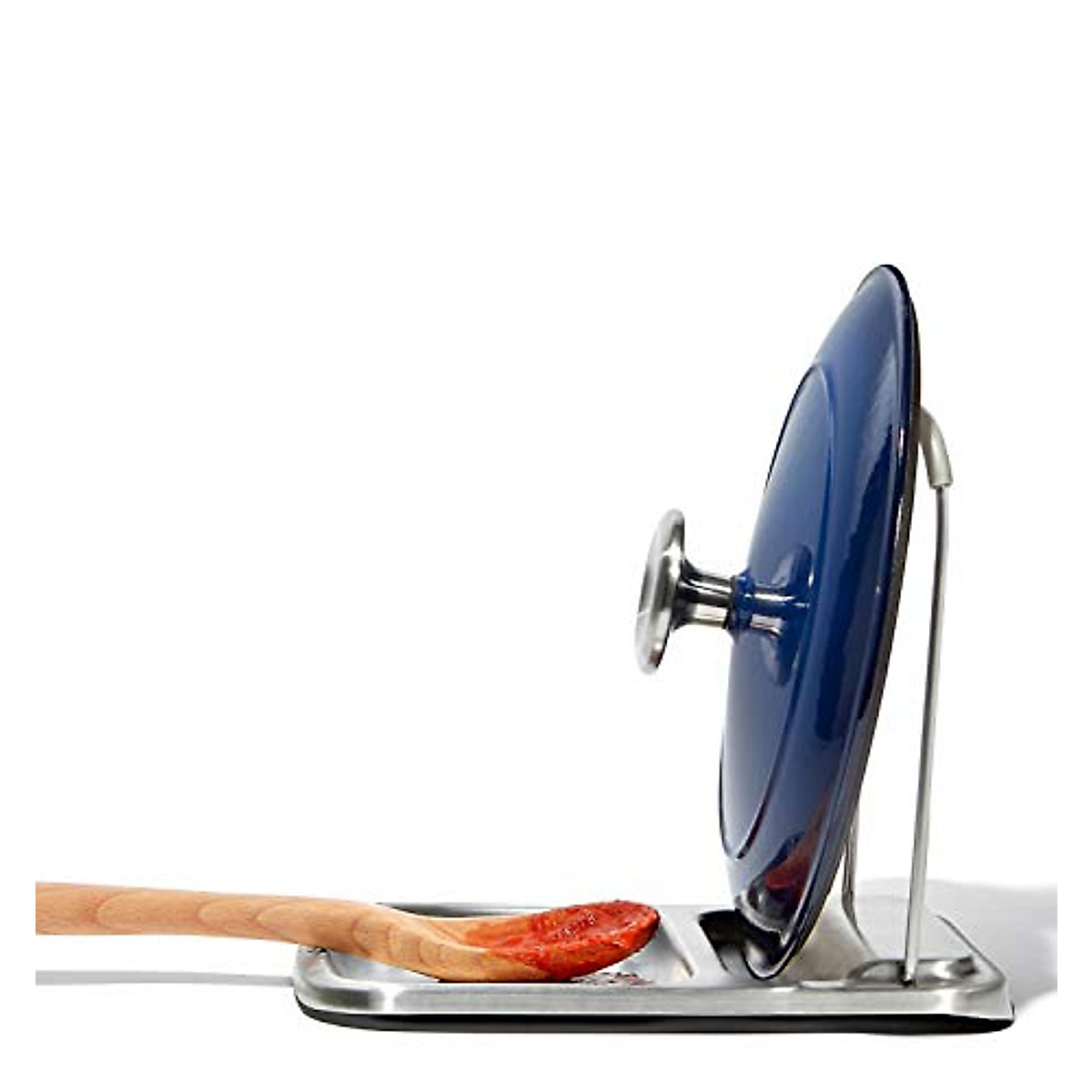 OXO Spoon Rest with Lid Holder, 3x4x1in, Stainless Steel