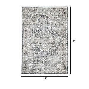 The Rug Collective Machine Washable Area Rugs 9x12 Living Room- Distressed, Vintage, Premium Recycled Cotton | Fade & Stain Resistant, Pet & Kid Friendly, Eco Friendly, Non-Shed, Non-Slip | Kendra Ash