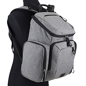 BODHI Baby Tech Top Loader Diaper Backpack with removable changing pad, Unisex, for Moms and Dads - Medium Gray Chambray