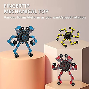3Pcs Fidget Spinners,DIY Deformable Robot Fingertip Toys,Decompression Spinner,Deformable Creative Mechanical Gyro Toys,Stress Relief Mechanical Chain Toy Easter Basket Stuffers for Kids Adults
