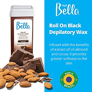 Depil Bella Roll On Wax Black Depilatory | Body Waxing, Hair Removal Wax-Cartridge | For Men and Women | Home Self Waxing | Sensitive Skin | Dermatologically Tested | Painless (6 PACK + ADD)
