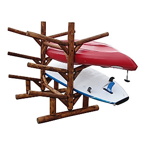 Log Kayak Rack - 6-Place Kayak, Freestanding Kayak Storage Rack, Kayak Racks for Outdoor Storage, Rack Stand, Racks for Surfboards, Surfboard Rack or SUP Storage Rack, Paddle Board Rack - Canyon Brown