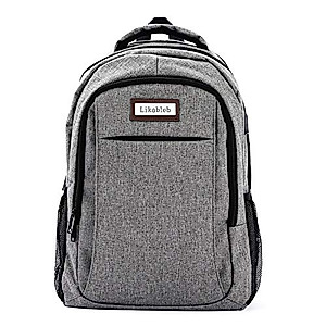 Likableb Travel Laptop Backpack with usb Charging Port for Women & Men (gray)