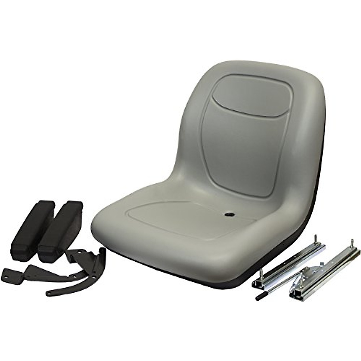 One New Gray Seat with Slide Rails & Arms Fits Ariens, Bad Boy, Craftsman, Dixon, Everride, Fits Exmark, Grasshopper, Gravely, Fits Husqvarna, Fits Kubota, Land Pride, Simplicity, Snapper, Fits Toro,