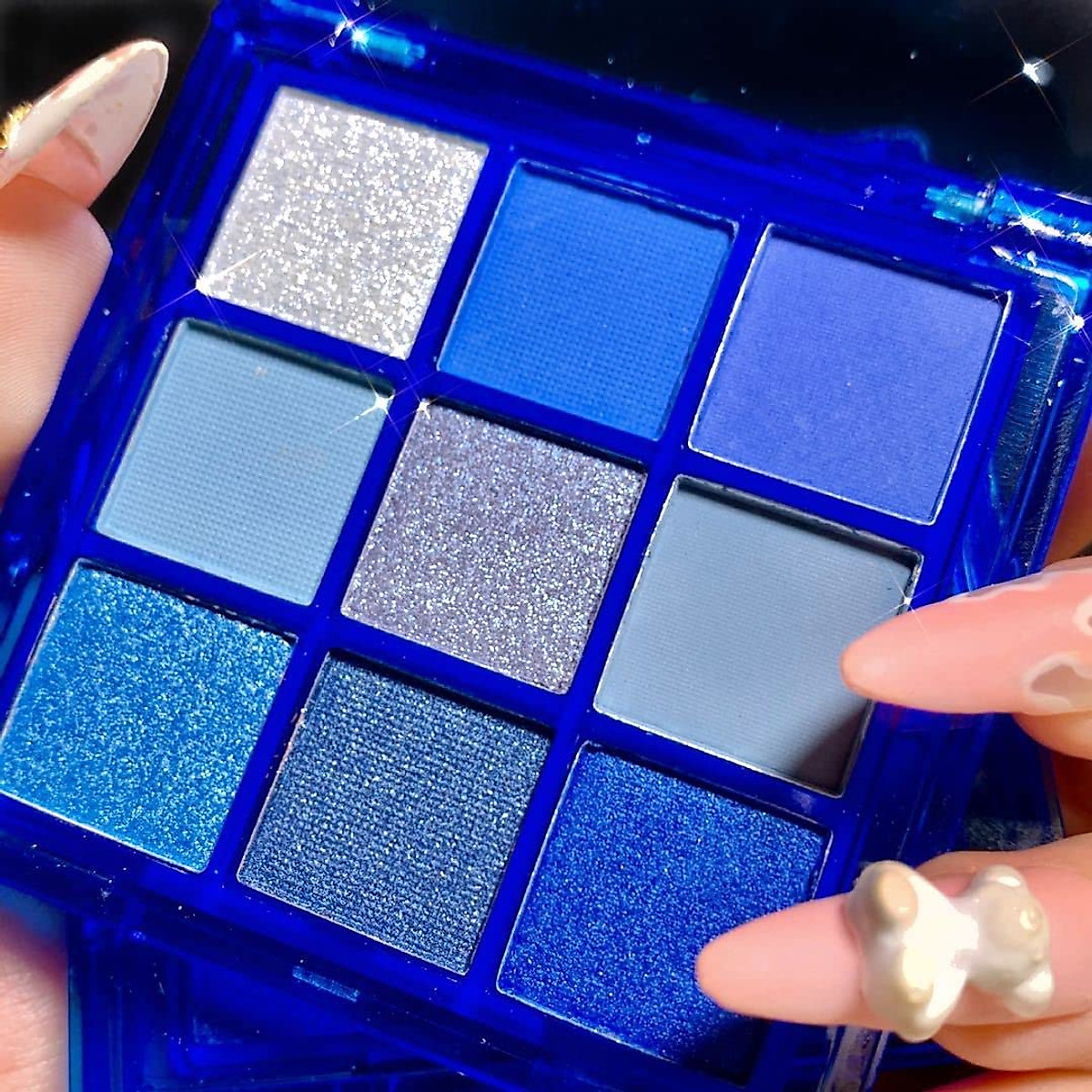 AMY'S DIARY Blue Eyeshadow Palette Glitter Eye shadow Makeup,Navy Blue Eyeshadow Shiny Sparkle Shimmer Glitter blue Eyeshadow Waterproof Pallete,royal blue Glitter Blue Eye Eyeshadow Make Up
