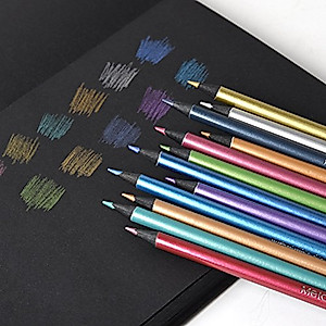 Metallic Colored Pencils Non-toxic Black Wood Drawing Pencils Pre-Sharpened 12 Assorted Colors Wooden Sketching Pencil Set Premium Art Pencils for Kids Children Adults Artists Coloring Book Art Craft