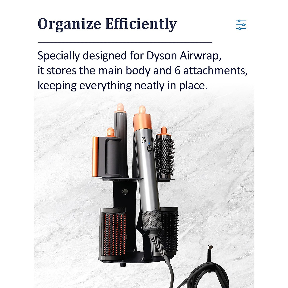 Curling Iron Storage Holder Attachments Compatible with Dyson Airwrap Organizer Wall Mounted Stand, Hair Wrap Rack on Desktop Accessories for Home/Bathroom