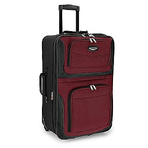 Travel Select Amsterdam Expandable Rolling Upright Luggage, Burgundy, Checked-Medium 25-Inch