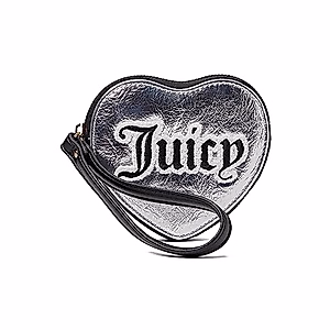 Juicy Couture Shear Genius Heart Zip Around Metallic Silver One Size