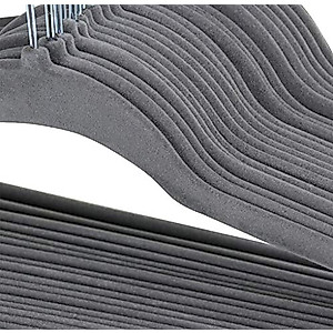 Yaheetech Thin Non Slip Velvet Clothes Hangers,Strong and Durable Hold Up to 10 Lbs- Pack of 100,Gray