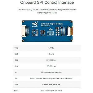 waveshare 2.9inch e-Pape Display Module for Raspberry Pi 4B/3B+/3B/2B/Zero/Zero W/PIZero 2 W/WH/Jetson Nano/forArdui/Nucleo, 296×128 Pixels Red Black White Three Color SPI E-Ink Screen Full Refresh