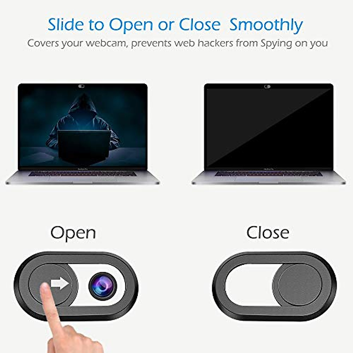 CloudValley Webcam Cover 3-Pack, 2020 Updated Laptop Camera Cover Slide, Horizontal Slide, Webcam Covers for MacBook Pro, MacBook Air, Laptop, iMac, iPad