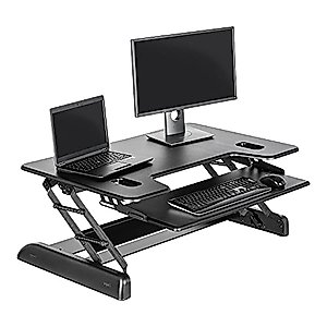 Vari VariDesk Tall 40- 2-Tier Standing Desk Converter for Dual Monitors with Keyboard Tray- Wide Workstation for Home Office, 9 Height Settings, Spring Assisted Lift, Fully Assembled, Black