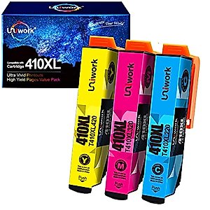 Uniwork Remanufactured Ink Cartridge Replacement for Epson 410XL 410 XL T410XL use for XP-830 XP-640 XP-7100 XP-630 XP-530 XP-635 Printer Tray (1 Cyan 1 Magenta 1 Yellow, 3 Pack)
