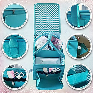 LaLaLuna Diaper Caddy Organizer for Baby Girl & Boy Changing Table Diaper Organizer Car Diaper Caddy Newborn Caddy Portable Diaper Caddy for Dresser Felt Baby Diaper Caddy Teal