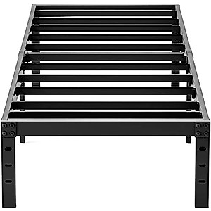 Artimorany Twin-Bed-Frames 18-Inch, Heavy Duty Platform Bed Frame, Steel Slats Support Mattress Foundation, No Box Spring Needed, Noise Free, Black