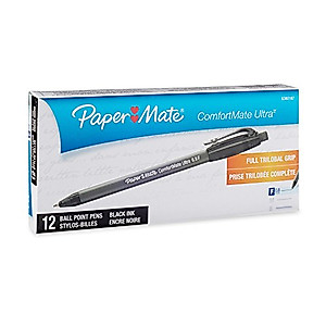 Paper Mate Comfortmate Retractable Fine Point Ballpoint Pens, 12 Black Ink Pens (6380187)