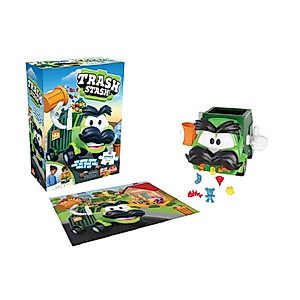 Goliath Trash Stash Game w/ 24pc Puzzle - Fill Trashcan, Watch It Dump Into Garbage Truck Or Truck Chucks It Up - Includes 24-Piece Puzzle