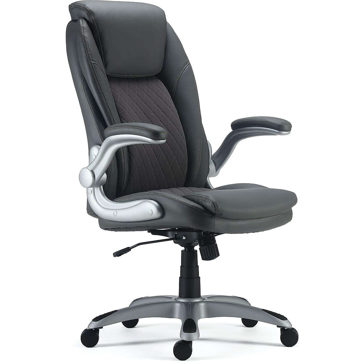 JTSQ Leather Gaming Chair - Grey Swivel Chair for Home Office and Computer Desk