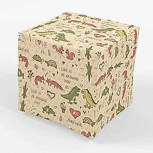 Stesha Party Dinosaur Valentines Day Wrapping Paper - Folded Flat 30 x 20 Inch (3 Sheets)