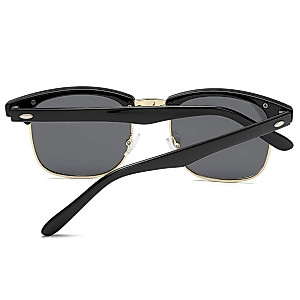 aisswzber Retro Semi Rimless Sunglasses Half Frame UV400 Glasses 3016s-blacknew