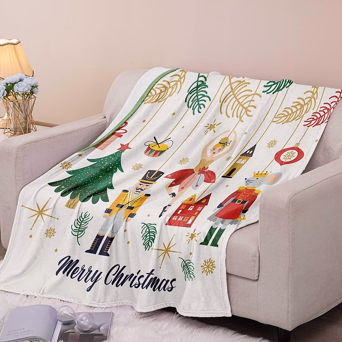 Nutcracker Christmas Throw Blanket Soldier Christmas Blankets for Kids Boys Girls,Ballet Nutcracker Christmas Soft Blanket for Bed Couch Sofa, Christmas Bedroom Decor, 40x50’’