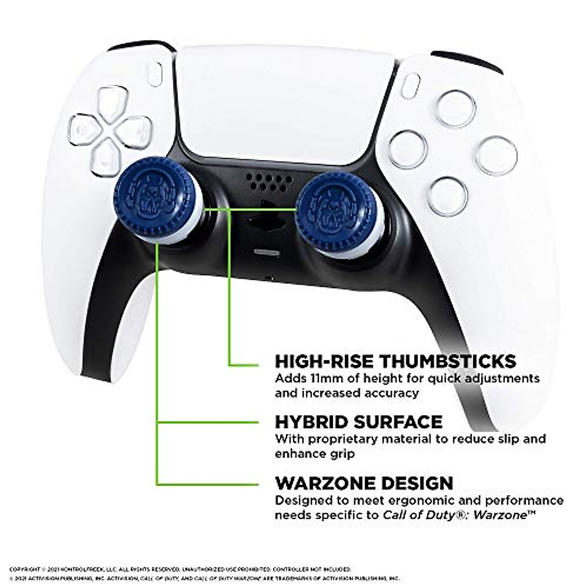 KontrolFreek Call of Duty: Warzone Performance Thumbsticks for Playstation 4 (PS4) and Playstation 5 (PS5) | 2 High-Rise, Hybrid| Blue/Gray