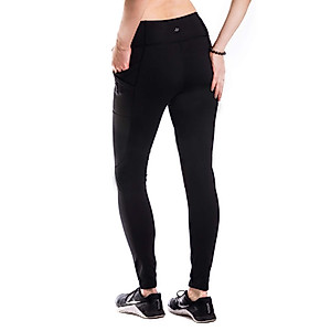 Yogipace,Side Pockets,Tall Women's Water Resistant Thick Thermal Fleece Lined Leggings Warm Winter Tights,31",Black,L