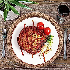 Defined Deco Round Jute Placemats Set of 8,12" Handmade Round Placemats,Woven Braided Placemats,Natural Farmhouse Place Mats,Jute Thick Hot Pads,Rustic Table Mats for Dining Table Decor,Home,Wedding.