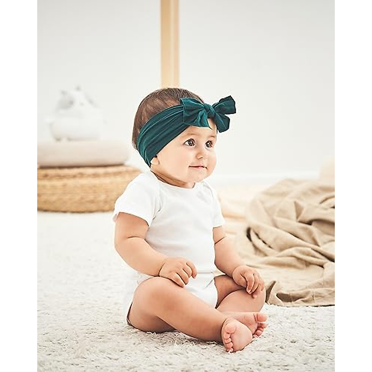 jollybows 20PCS Baby Girls Nylon Headbands Elastic Hair Bows Hair Bands Turban Hair Accessories for Kids Infants Toddlers