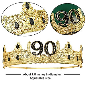 90TH Birthday King Crown and Birthday King Sash,90TH Birthday Gifts for Men. Birthday Party Decoration for Men(Gold)