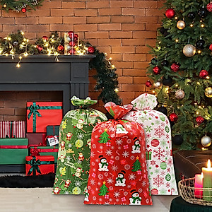 Yunaeduo Extra Large Christmas Gift Bag - 2 Pcs Large Christmas Gift Sacks 56"x36" - Jumbo Christmas Gift Bags for Giant Gifts - Heavy Duty Plastic Christmas Bags - Large Xmas Gift Bags for Presents