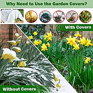 hannger Plant Covers Freeze Protection 8.2' × 12.5' with 3 Sets Garden Hoops 7ft Long - 17Pcs Fiberglass Hoop Frame Garden Covers Reusable for Raised Beds/Row Crop Cover/Frost Blanket/Plant Cover