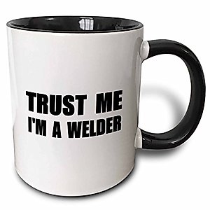 3dRose Trust Me I'm A Welder Fun Work Humor Funny Weld Job Gift Mug, 11 oz, Black