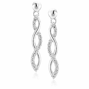 Vir Jewels 1/4 cttw Diamond Infinity Dangle Earrings .925 Sterling Silver 1 Inch Push Backs