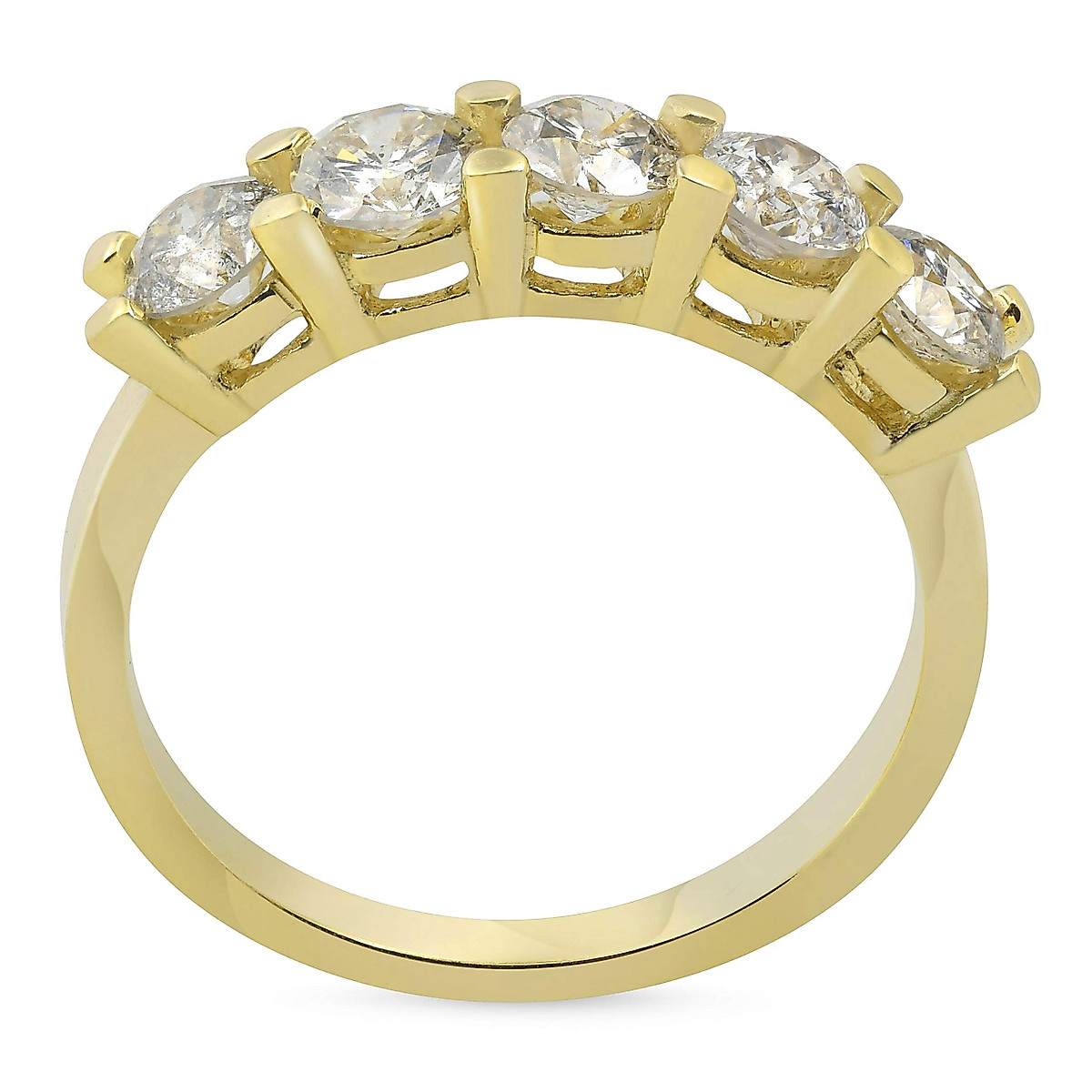 P3 POMPEII3 1 1/4ct Diamond Wedding 14k Yellow Gold Anniversary Ring 5-Stone High Polished - Size 8