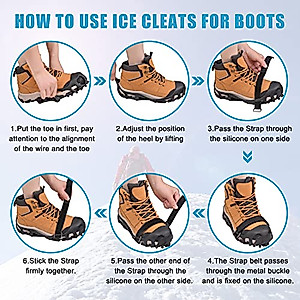 Ice Snow Traction Cleats for Shoes and Boots Non-Slip Crampon Snow Cleats for Winter Walking on Snow and Ice Boots Cleats for Men Women Walking Jogging Hiking (24 Steel Crampons, Size XL)