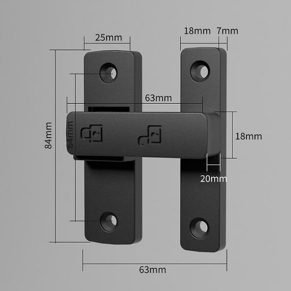 Sliding Door Lock bar barn Door Latch Hook-and-Eye Buckle Wooden Fence Door Lock Black Door Latch Lock Ship Window Lock Door latches Internal (Black)