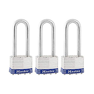 Master Lock 1TRILJ Outdoor Padlock with Key, 3 Pack Keyed-Alike,Silver