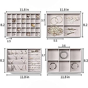 Vlando Jewelry Trays Stackable Showcase Display Drawer Organizer Storage- Multi-Purpose,Multiple Combinations, Large Capacity Multi-Layer Design and Fashion(Grey)