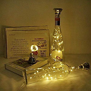 Cynzia Solar Wine Bottle Lights, 6 Pack 20LED Solar Powered Diamond Cork Lights, Waterproof Outdoor Fairy String Light for Garden, Patio, Party, Wedding, Holiday Decor (Warm White)