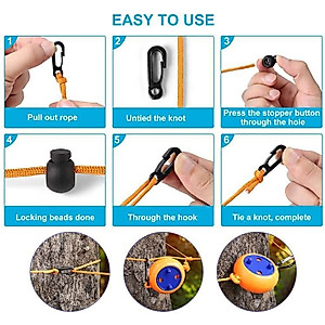 Retractable Camping Clothesline, Adjustable Travel Laundry Rope, Heavy Duty Washing Line with 20 Clothespins & 10 Stoppers for Indoor/Outdoor, Camping, Travel, Courtyard, 26ft