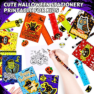 PURPERCAT Halloween Party Favor for Kids, 292 Pcs Large Halloween Stationery Set with Goody Treat Bags, Halloween Bulk Stationery for Class, Stationery Kit, Spooky Halloween Themed Party Gifts Prizes