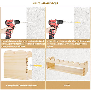 Zouboat Scalloped Floating Nursery Bookshelves for Wall,Set of 2 Natural Wood Wall Bookshelf for Kids Rooms,Preassembled Baby Bookshelf,Hanging Storage Shelves