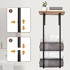 Towel Racks for Bathroom Wall Mounted, G.a HOMEFAVOR Towel Holder, Metal Towel Rack with Wooden Shelf for Small Bathroom Organizer Decor or RV Camper