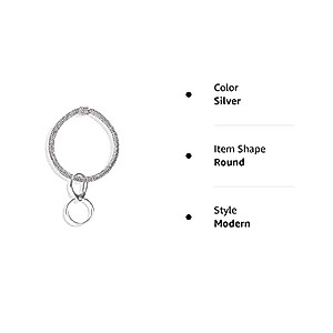 Bling Buy Rhinestone Wearable Keyring Bangle Sparkle Bracelet keychain Wristlet Key Chain for Women, Silver, 3 Inch