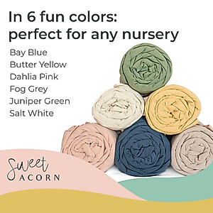 Sweet Acorn Fitted Crib Sheets - Organic Cotton Jersey Knit Crib Beddings - Fits Standard Baby Crib Mattress - 9" x 28" x 52" - Dahlia Pink