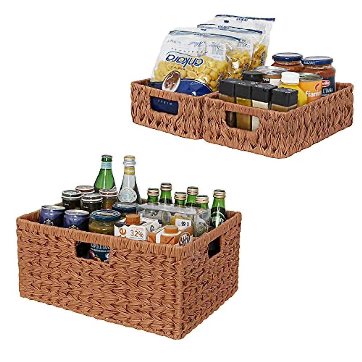 GRANNY SAYS Bundle of 1-Pack Jumbo Woven Storage Baskets & 2-Pack Small Shelf Storage Baskets