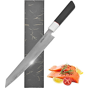 CULITECH Sujihiki Knife, 9.5 inches Sharp Stainless Double Edged Sashimi/Sushi Knife with G10 Octagonal Handle for Kitchen and Restaurant used